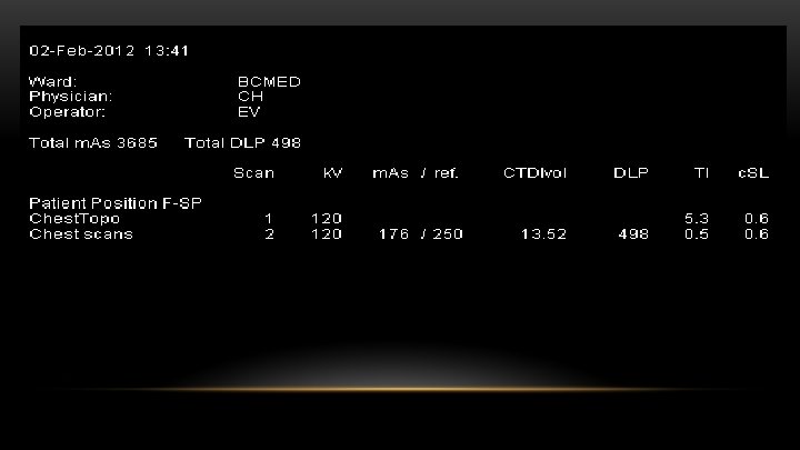 KEY CT PARAMETERS WHAT ARE THEY CALLED AND