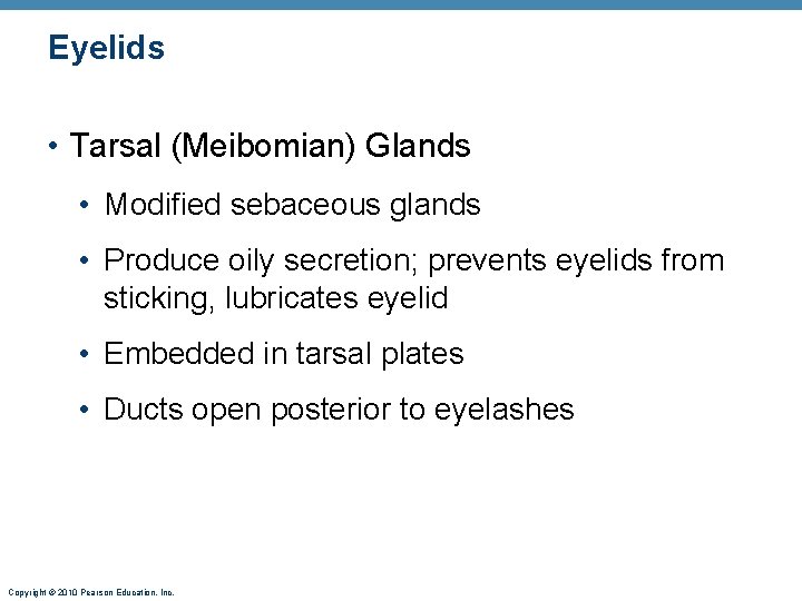 THE EYE PART A Copyright 2010 Pearson Education