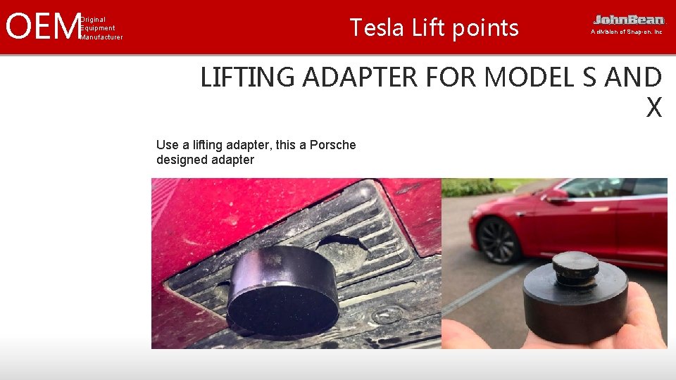 OEM Original Equipment Manufacturer Tesla Lift points A