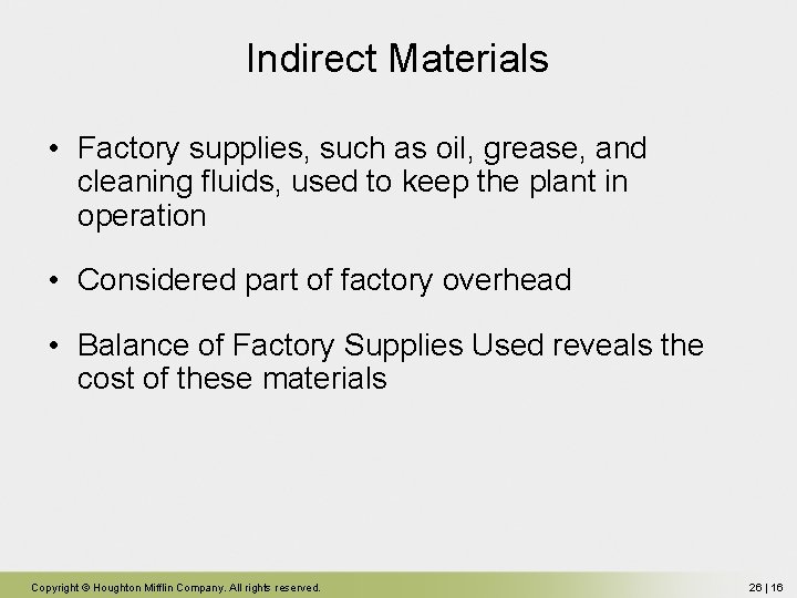 Chapter 26 Manufacturing Accounting Comparison of Merchandising Firm