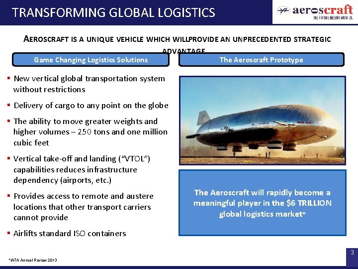 AEROSCRAFT DELIVERING GAMECHANGING INNOVATION FOR GLOBAL CARGO LOGISTICS