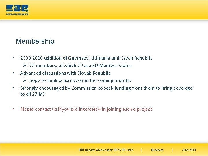 European Business Register Update Green Paper Br to