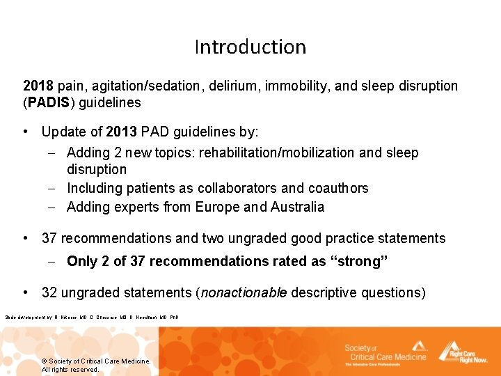 Pain 2018 SCCM Clinical Practice Guidelines for the