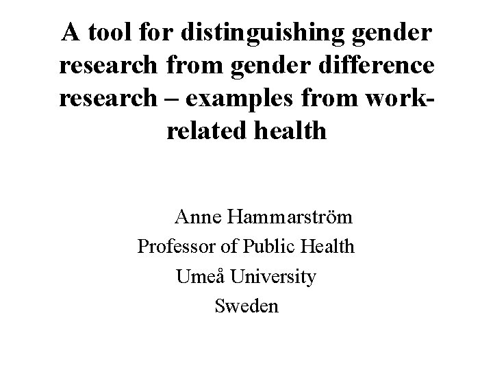 A tool for distinguishing gender research from gender