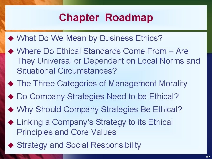 10 Strategy Ethics Chapter Title and Social Responsibility