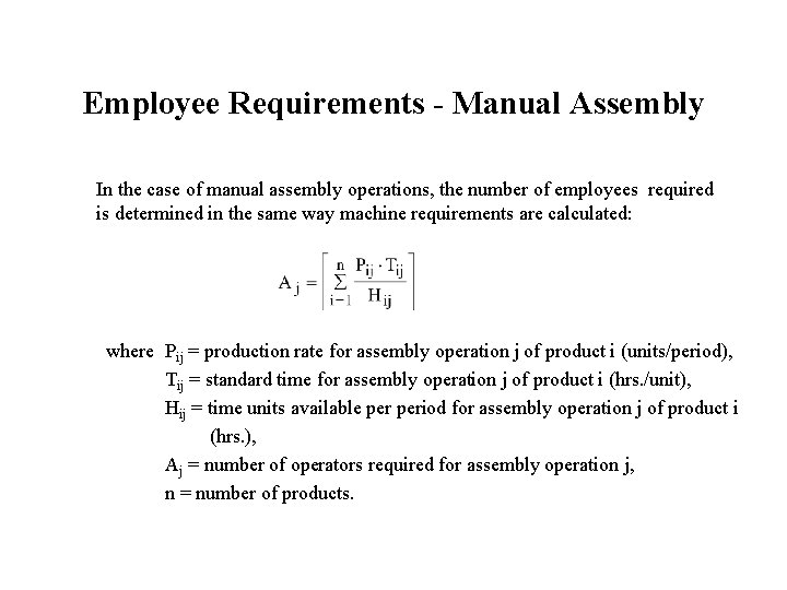 Space Requirements Determination of the Production Rate Determination