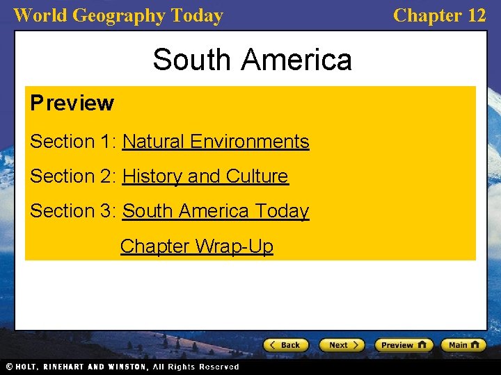 World Geography Today South America Preview Section 1