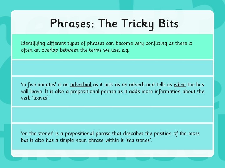 Year 6 Grammar Revision Phrases Phrases The Rules