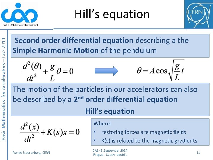 Basic Mathematics for Accelerators Rende Steerenberg CERN Beams