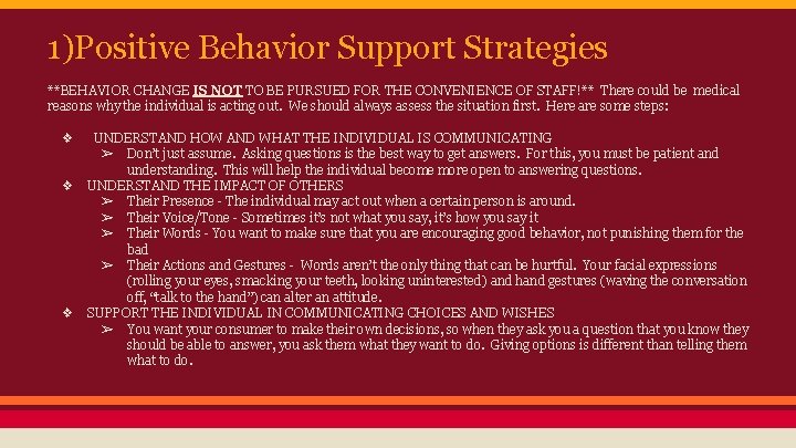 Positive Behavior Support Training What we Can Cant