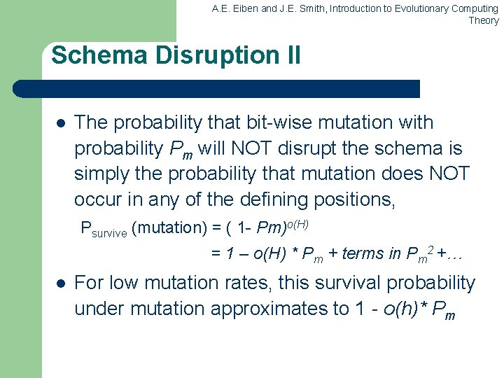 Theory Chapter 11 A E Eiben and J
