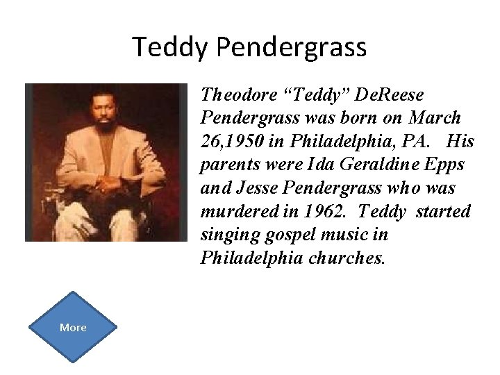 Teddy Pendergrass Teddy Pendergrass Theodore Teddy De Reese