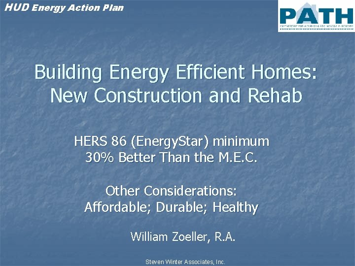 HUD Energy Action Plan Building Energy Efficient Homes
