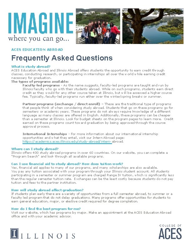 ACES EDUCATION ABROAD Frequently Asked Questions What is