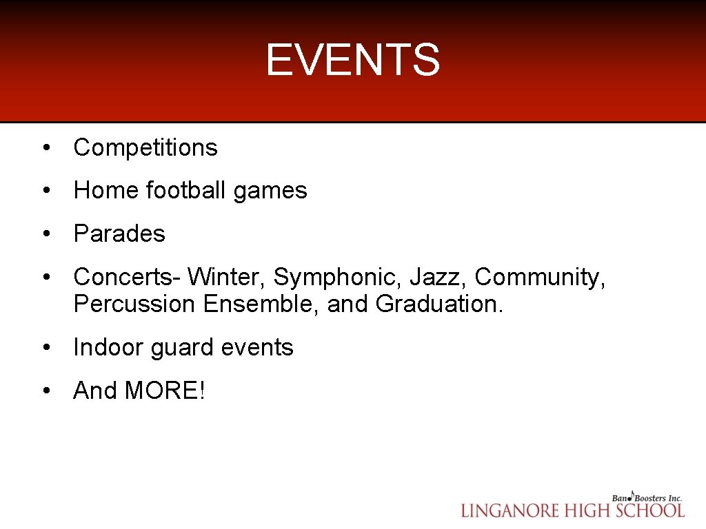 Linganore HS Band Boosters New Parent Orientation May