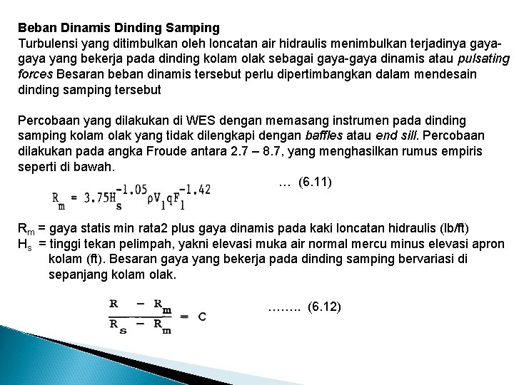 DIKLAT PERENCANAAN BENDUNGAN BANGUNAN PELIMPAH BENDUNGAN BALAMBANO 1996