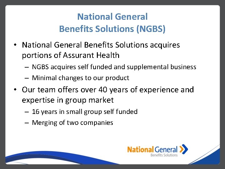 National General Benefits Solutions NGBS National General Benefits