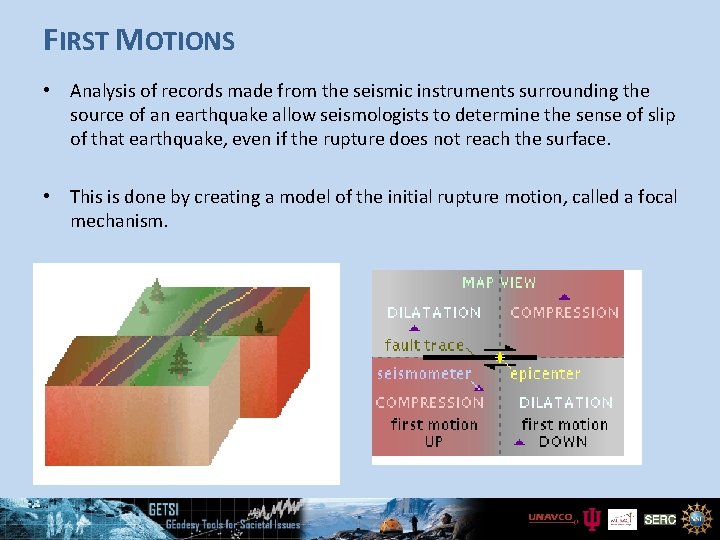 BACKGROUND INFORMATION ON FIRST MOTION MODELS FOR EARTHQUAKES