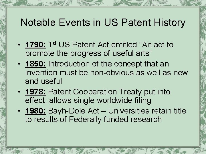 Introduction to Patents and Their Applications Boston College