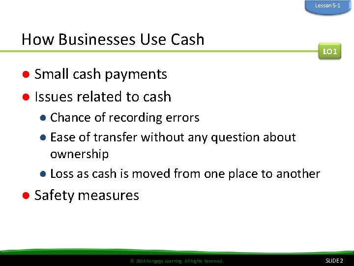 Learning Objectives LO 1 Record a deposit on