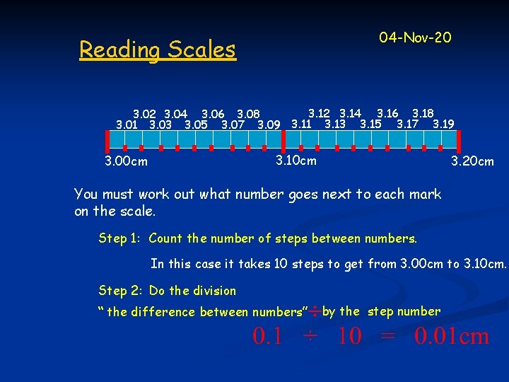 Reading Scales Learning Intention 1 To explain the