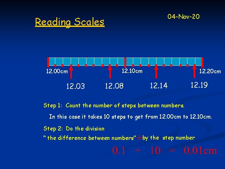 Reading Scales Learning Intention 1 To explain the