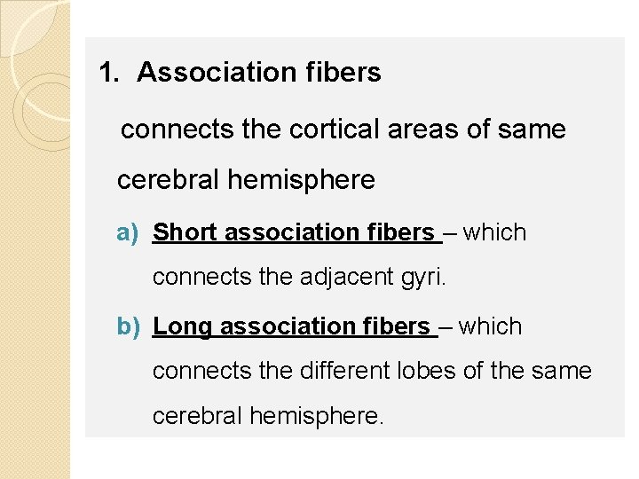 WHITE MATTER OF CEREBRUM White matter is a