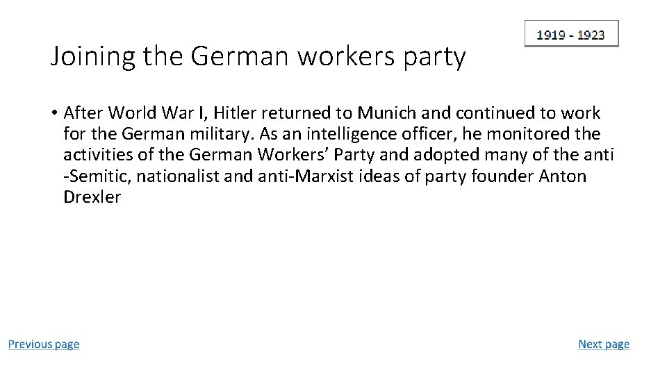 Hitlers rise to power By Harvey Brown Start