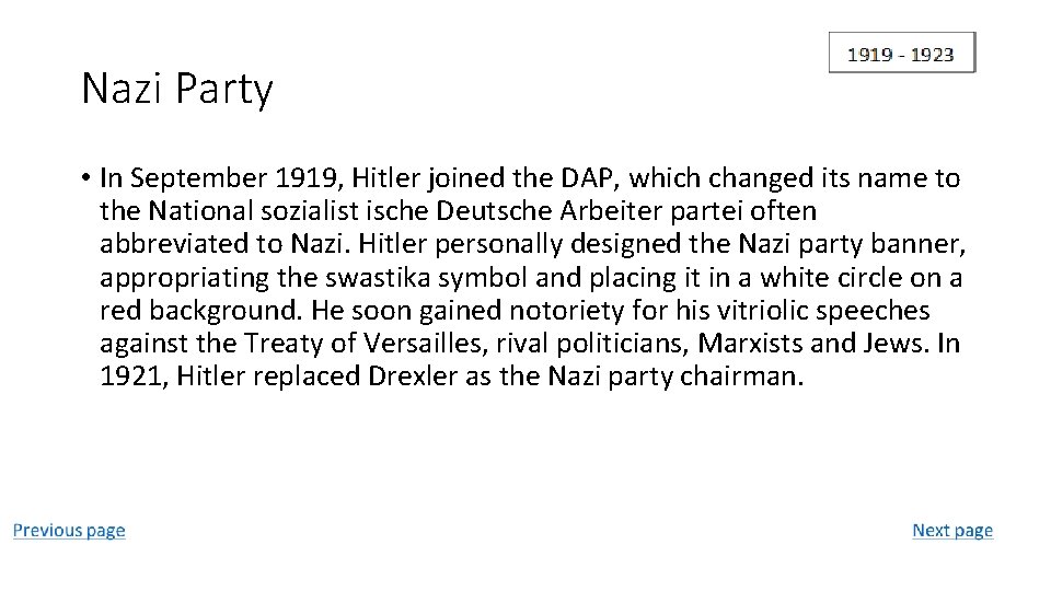 Hitlers rise to power By Harvey Brown Start