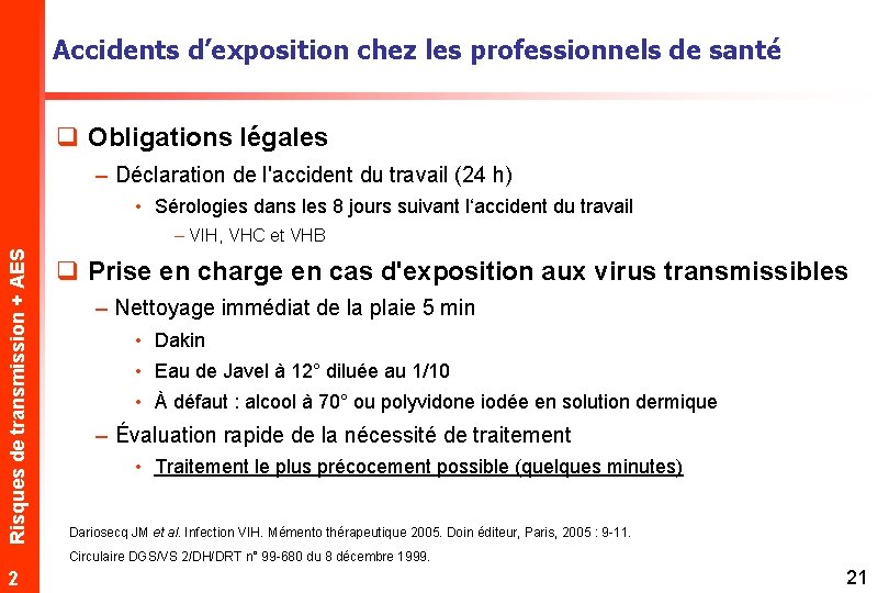Les accidents dexposition au risque viral AEV Risques