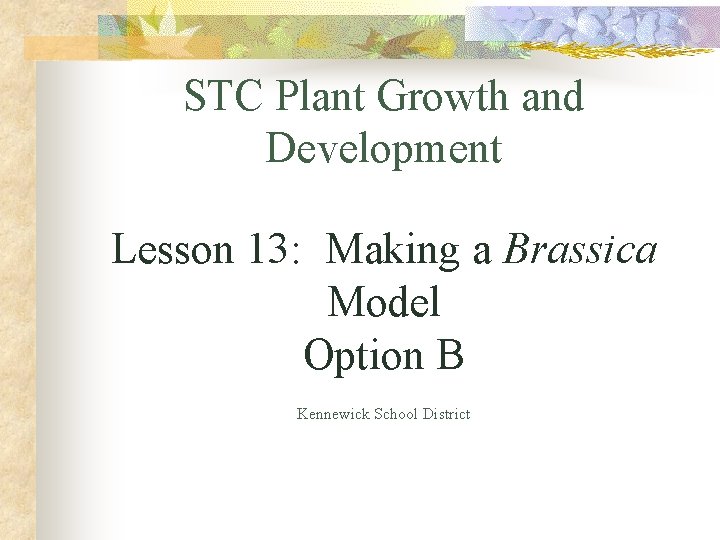 STC Plant Growth and Development Lesson 13 Making