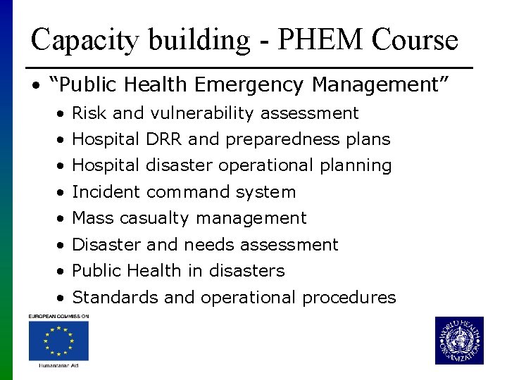 SAFE HOSPITALS HEALTH RISK REDUCTION Safe Hospitals Initiative