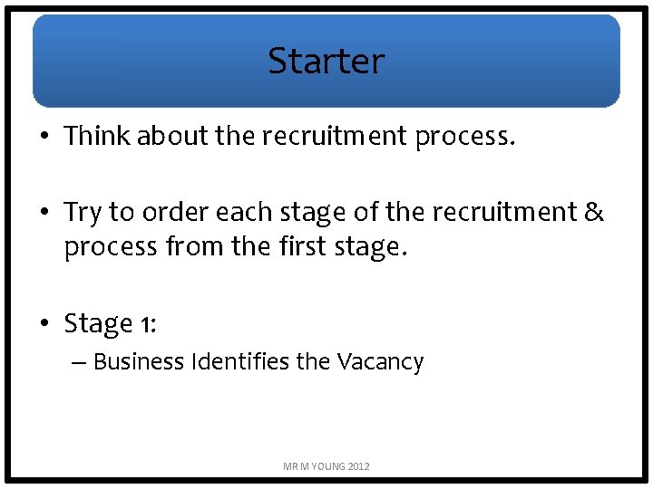 Methods of Recruitment Selection AS Business Studies Unit