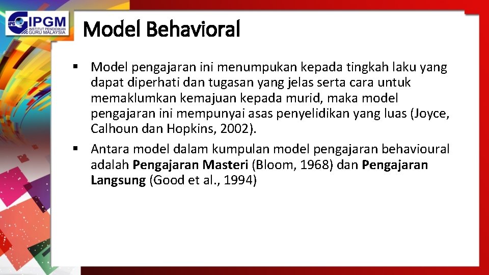 EDUP 3033 MURID DAN PEMBELAJARAN Topik 6 ModelModel