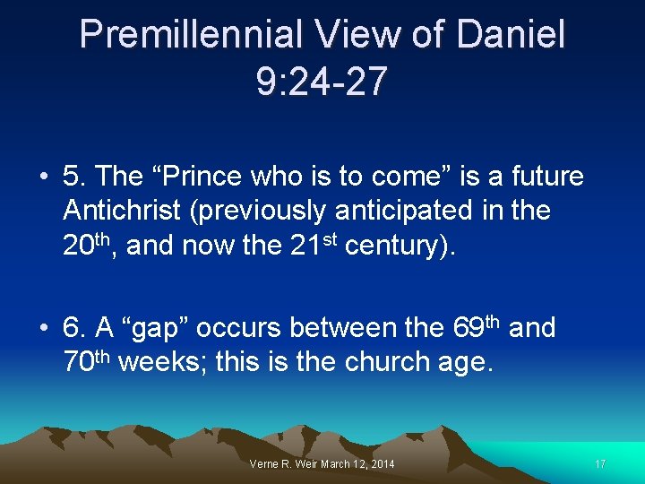 Introduction to PreMillennialism Premillennialism is a popular theory