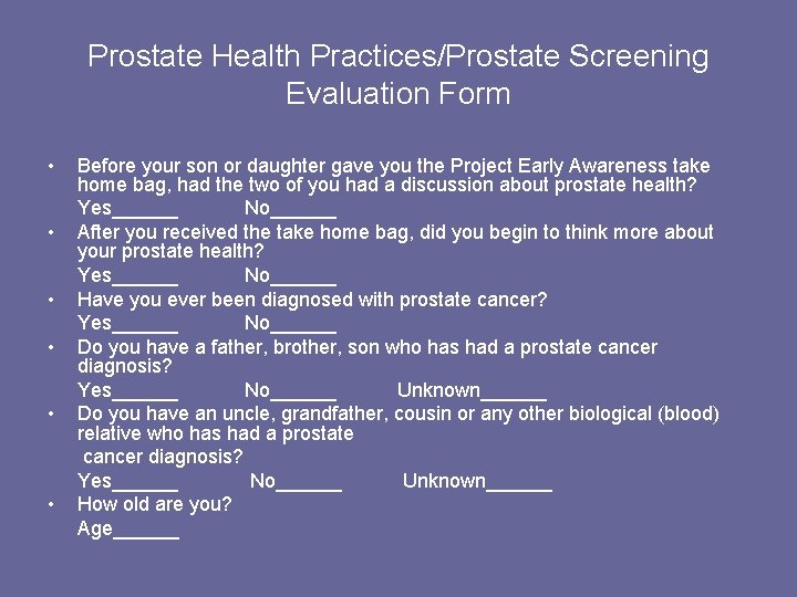 Project Early Awareness Howard University Cancer Center Background
