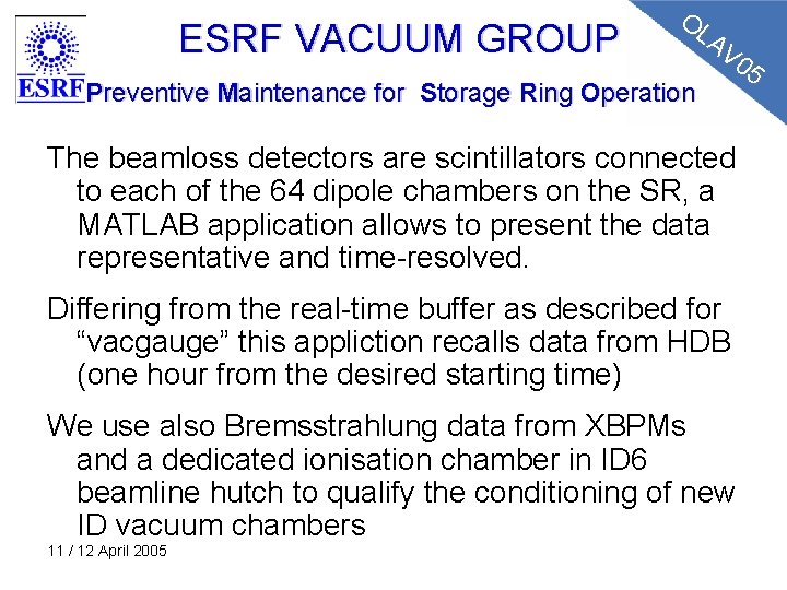 OL AV ESRF VACUUM GROUP 05 Preventive Maintenance