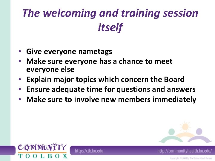 Welcoming and Training New Members to a Board