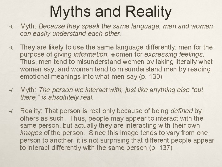 Society Chapter 4 Myths and Realities Myth Beauty