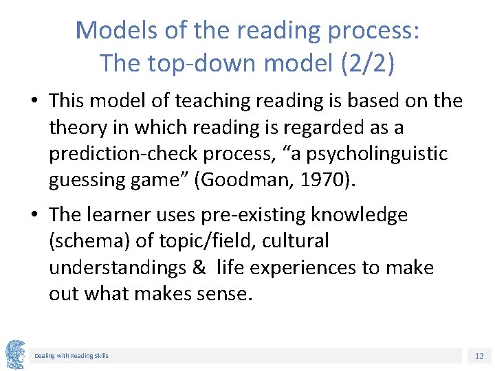 ELT Methods and Practices Unit 5 Dealing with