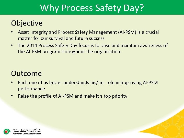 PROCESS SAFETY DAY OCTOBER 28 th 2014 KNOW