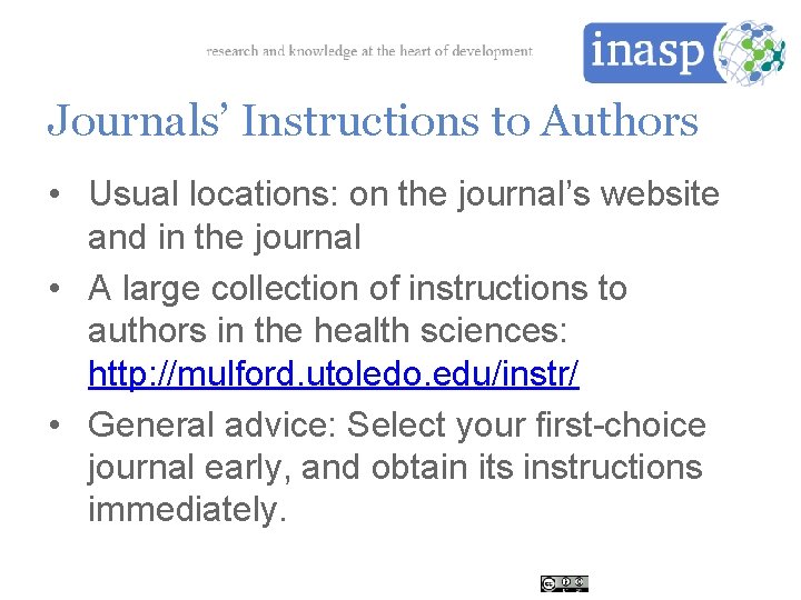 Using Journals Instructions to Authors Barbara Gastel INASP