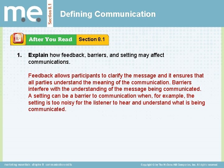 Chapter 8 communication skills Section 8 1 Defining