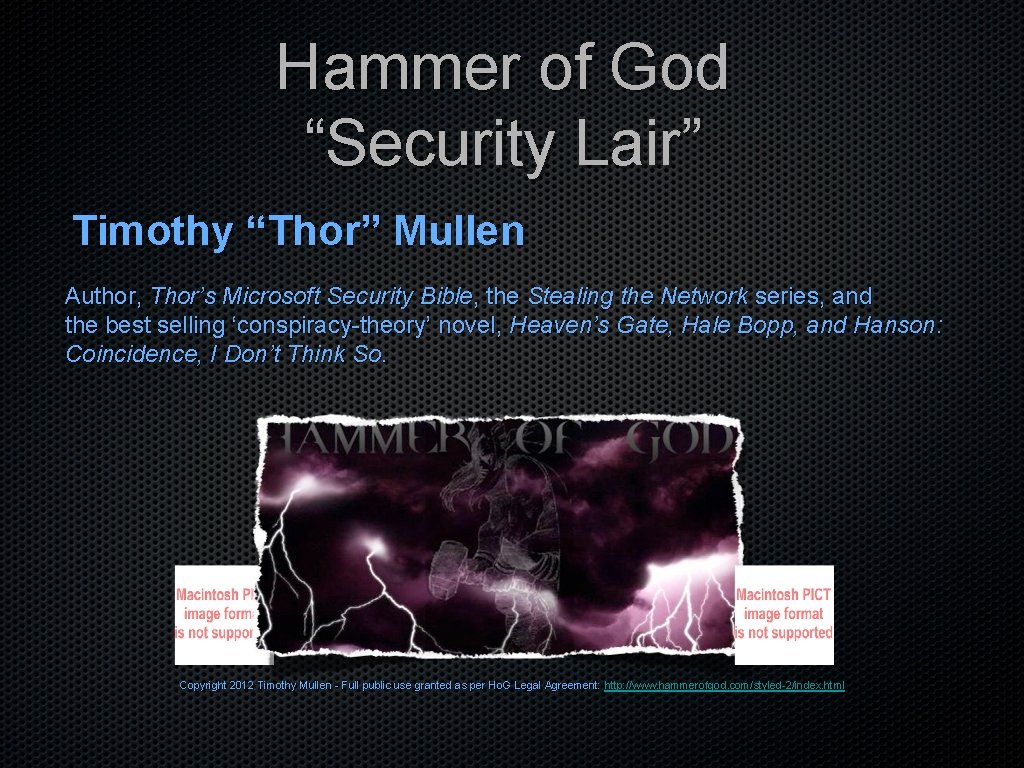 Hammer of God Security Lair Timothy Thor Mullen