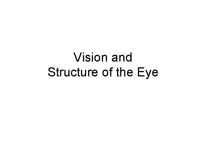 Vision and Structure of the Eye General Info