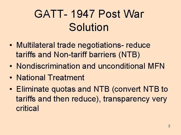 GATT Law and the World Trade Organization Basic