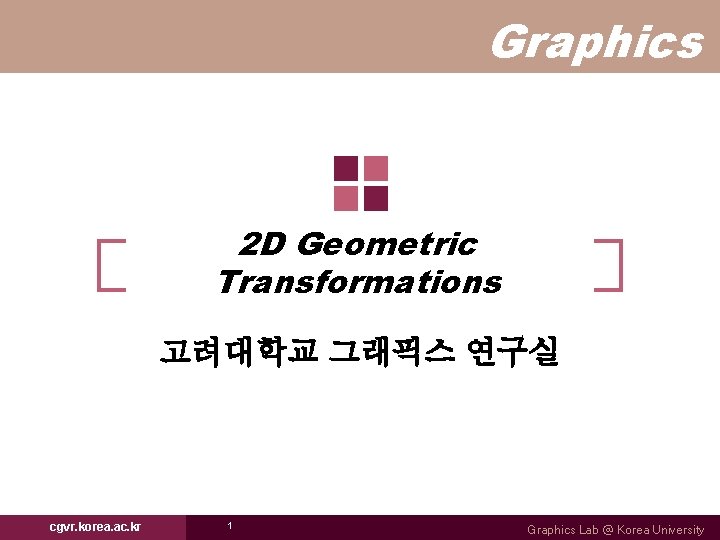 Graphics 2 D Geometric Transformations cgvr korea ac