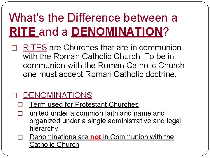 Understanding the Church Whos RIGHT Whose The Direction