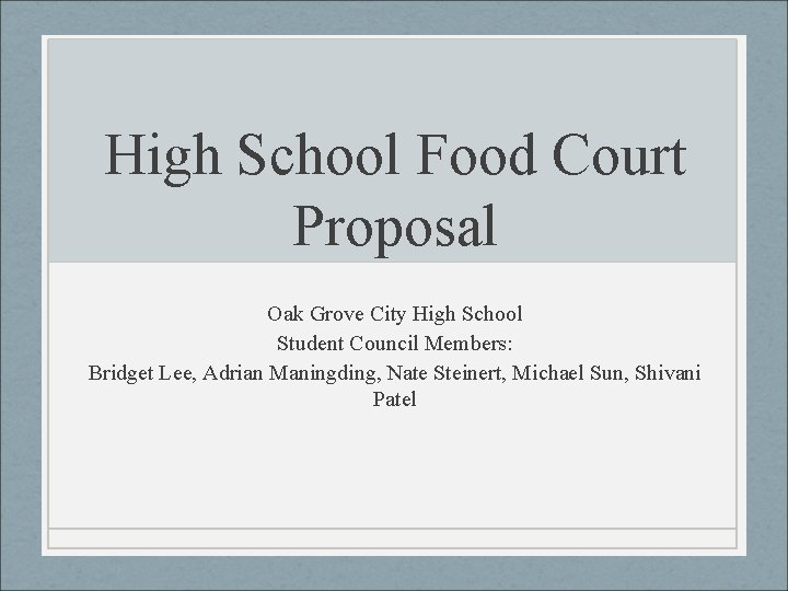 High School Food Court Proposal Oak Grove City