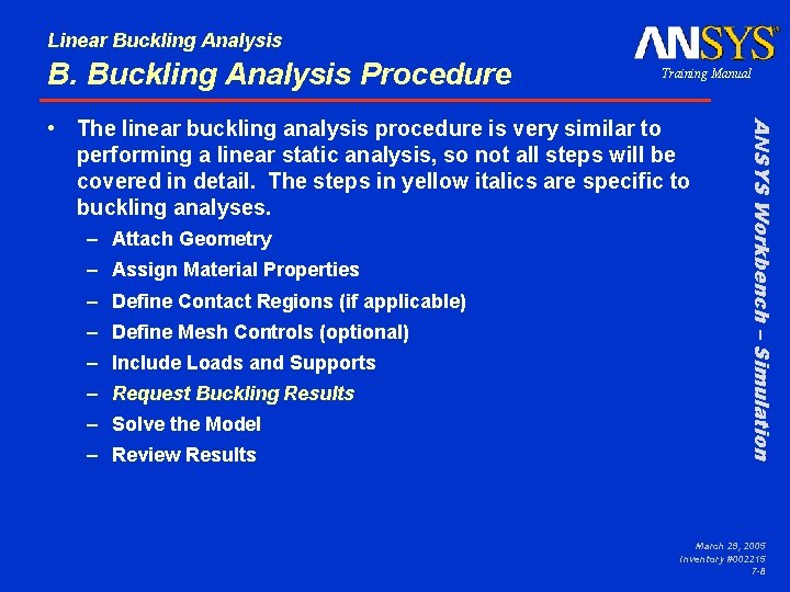 Chapter Seven Linear Buckling Analysis Linear Buckling Analysis
